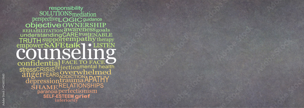 Counseling word bubble banner background - lime green yellow and orange ...
