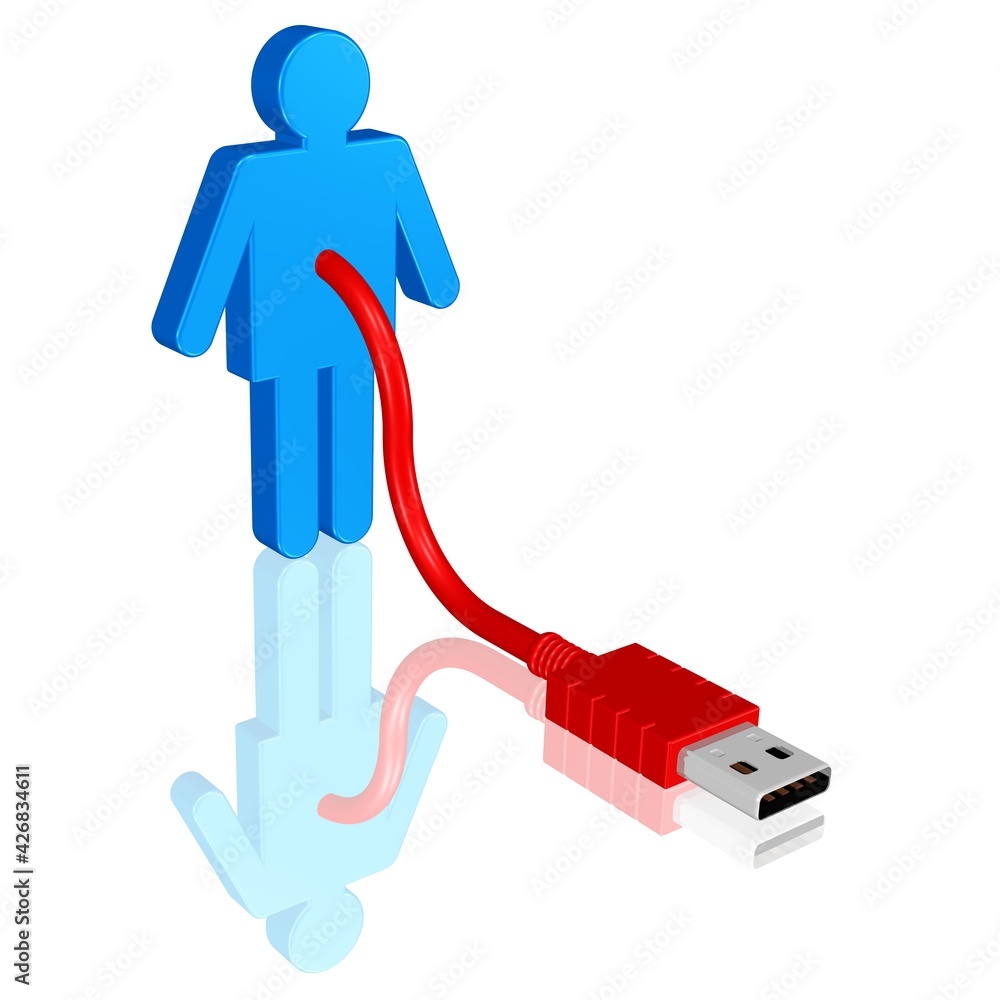 Mensch mit USB-Stecker Stock Illustration | Adobe Stock