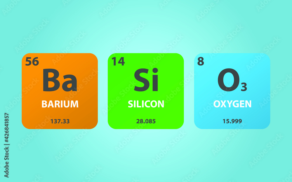 Barium Silicate BaSiO3 molecule. Simple molecular formula consisting of ...