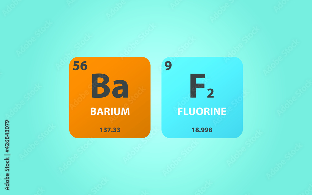 Barium Fluoride BaF2 molecule. Simple molecular formula consisting of ...