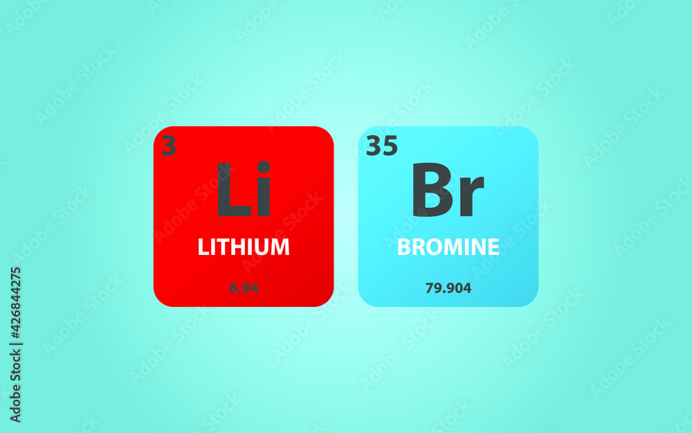 Lithium Bromide LiBr molecule. Simple molecular formula consisting of ...