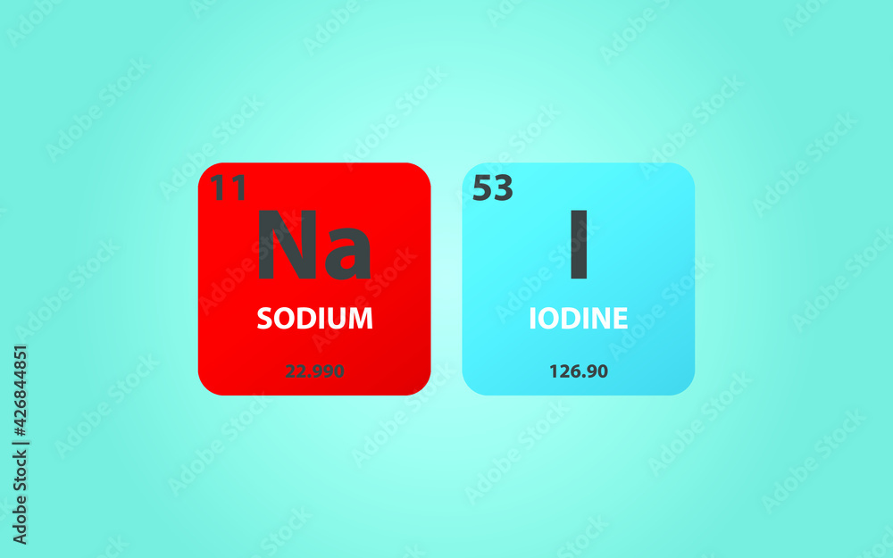 Sodium Iodide NaI molecule. Simple molecular formula consisting of ...