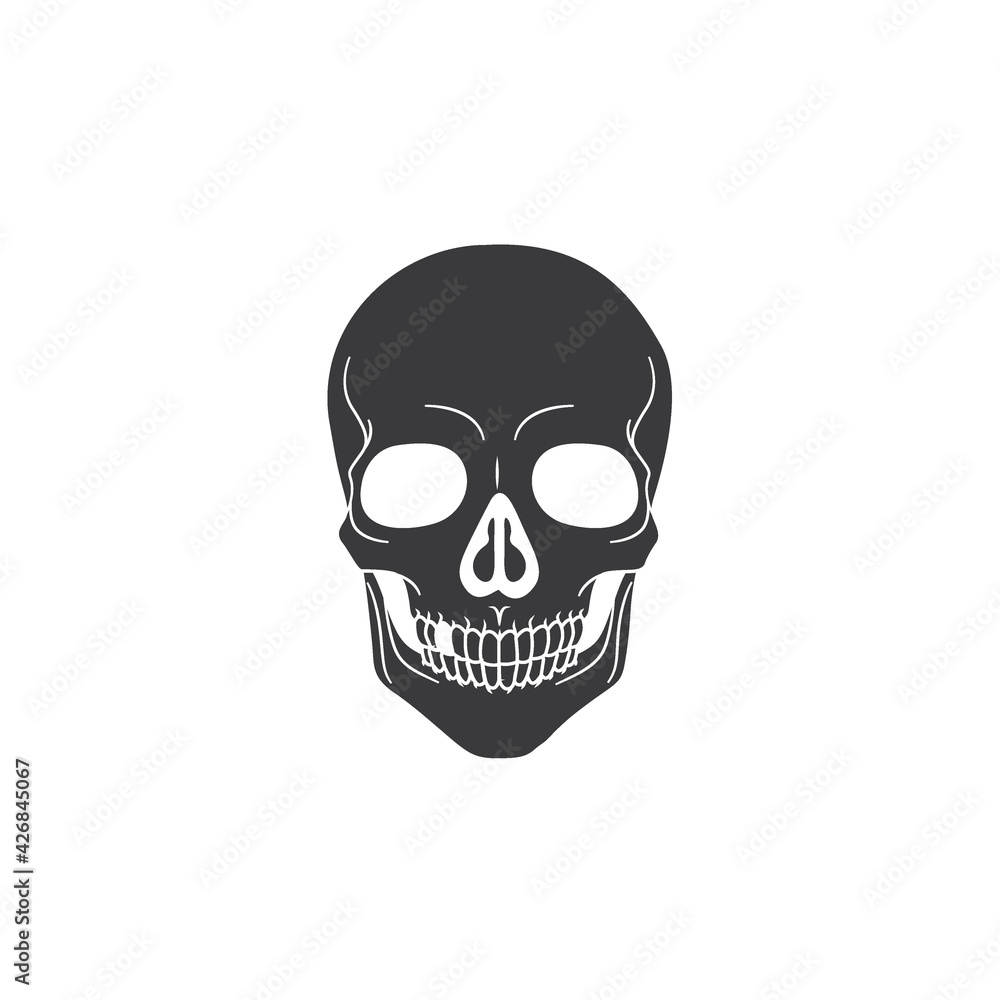 Modern Minimalist Human Skull Icon Vector Illustration. Simple skeleton ...