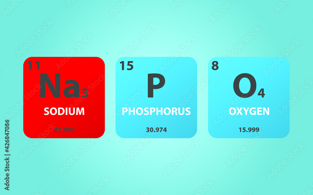 Vetor de Sodium Phosphate Na3PO4 molecule. Simple molecular formula consisting of Sodium ...
