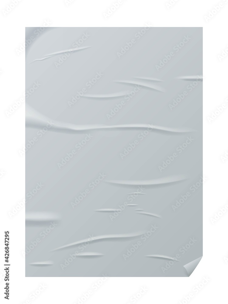 Glued paper sheet isolated on white background. Vector realistic ...