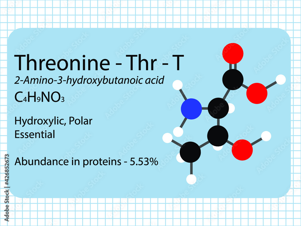 Threonine - Thr - T - Essential Amino Acid molecular formula, chemical ...