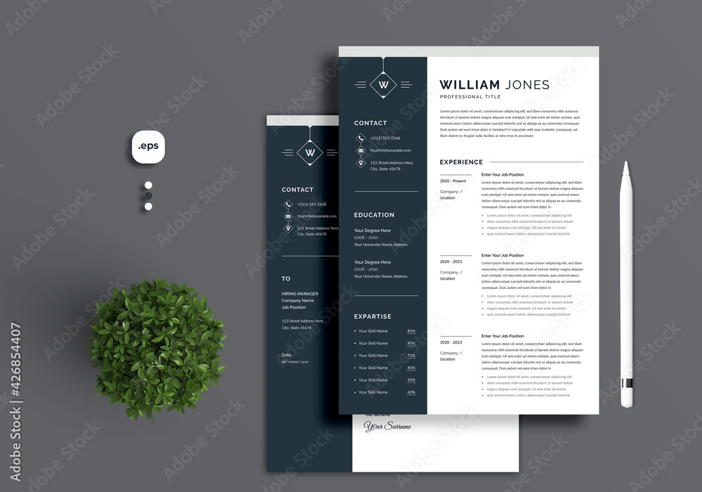 Resume/CV template with nice typography Stock Vector | Adobe Stock