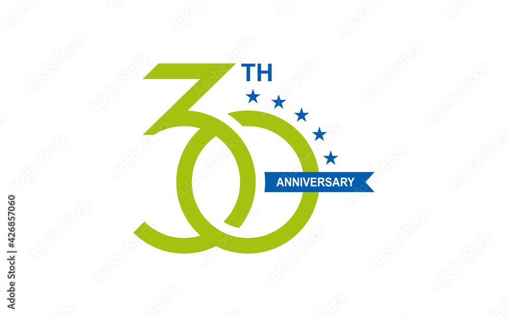 30th-anniversary logotype style with green color for the celebration ...