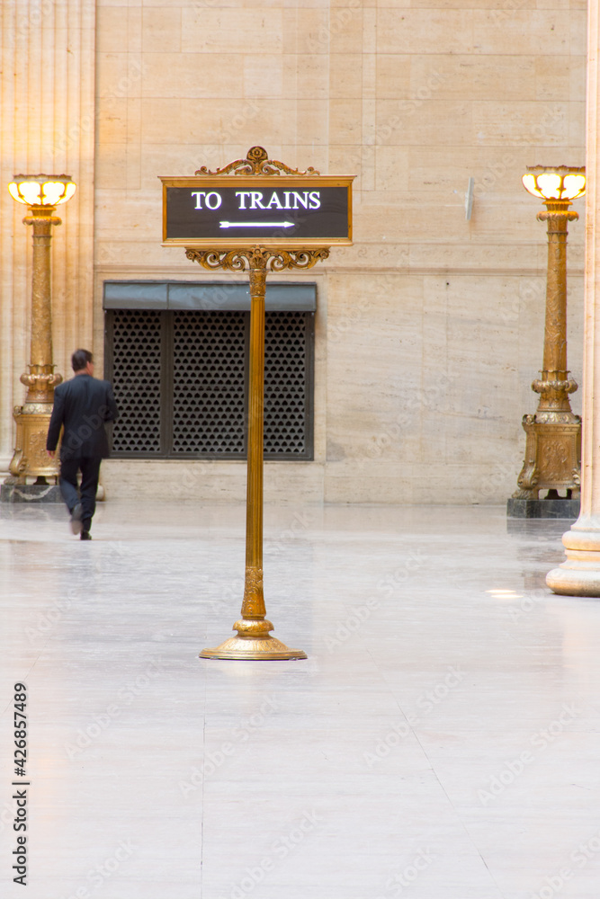 The Great Hall of Chicago's Union Station showing illuminated floor ...