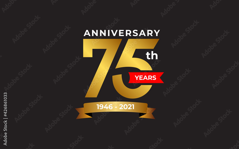 75th-anniversary logotype style with golden color for the celebration ...