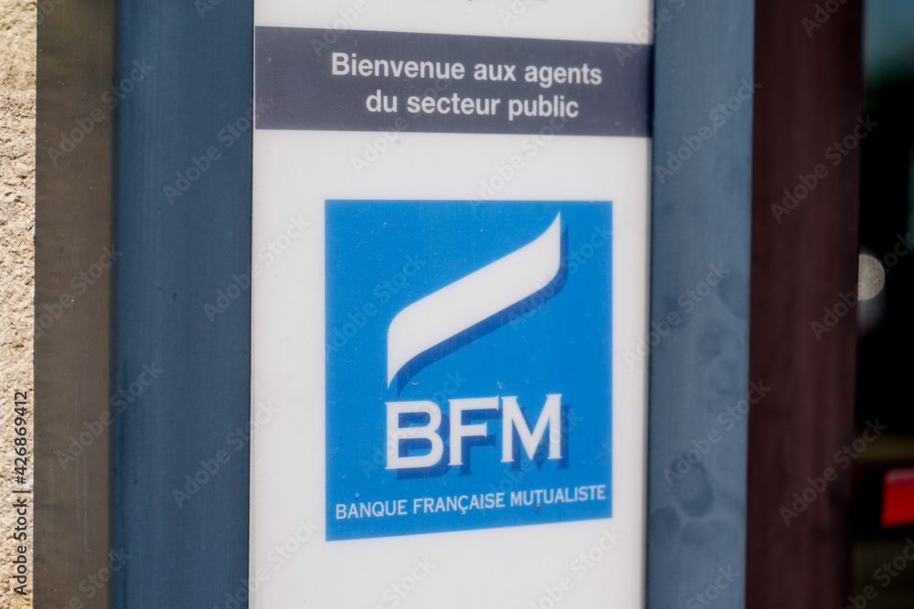bfm logo text and brand sign of french bank banque francaise mutualiste ...