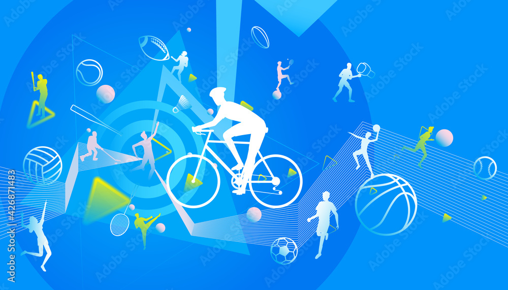 Vector illustration of sports background design with sport players in ...