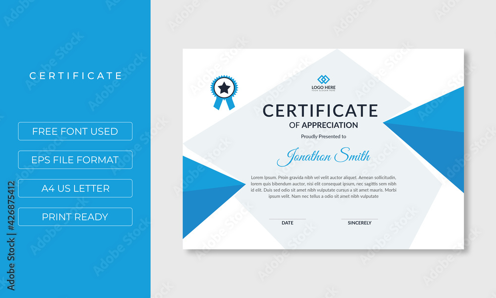 Triangle Certificate Template Theme Stock Vector | Adobe Stock