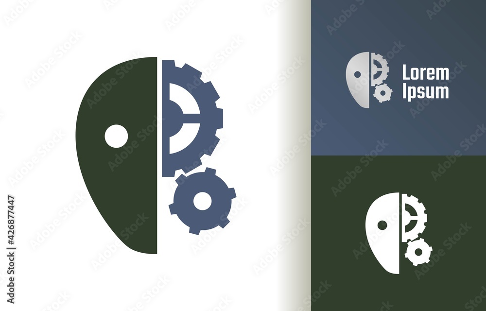 Cyborg automaton head robot logo company, logo vector template design ...