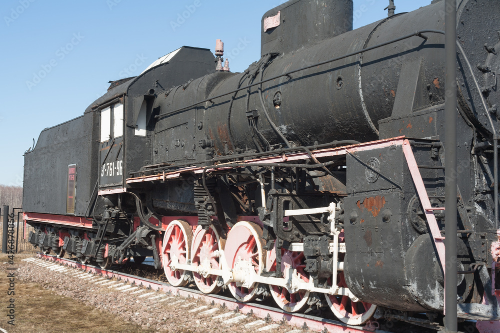 old steam locomotive, steam transport, retro steam locomotive Stock ...
