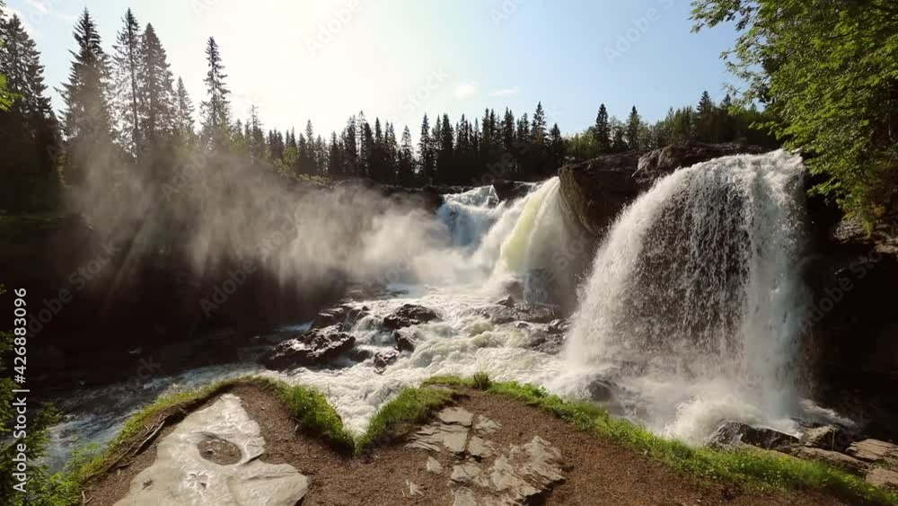 Ristafallet waterfall in the western part of Jamtland is listed as one ...