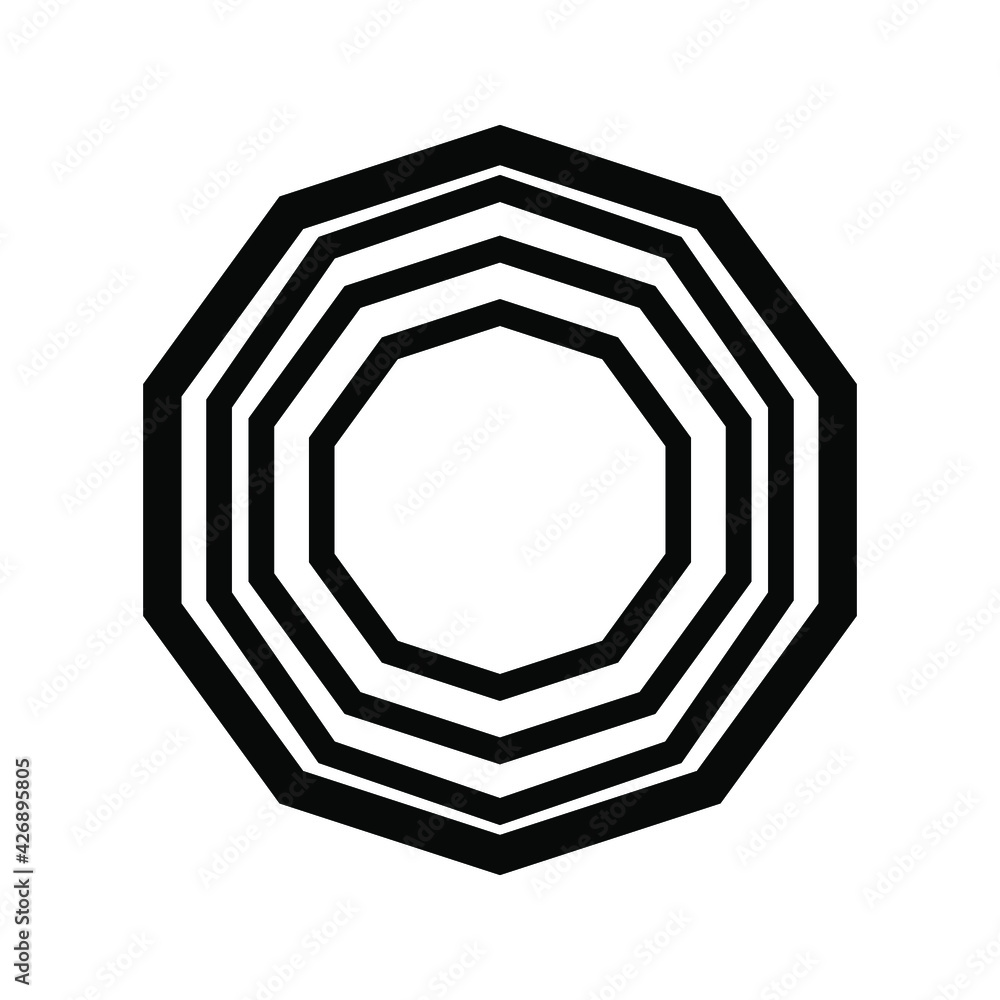 octagon shapes with outlines and fill colors, fields for logos or ...
