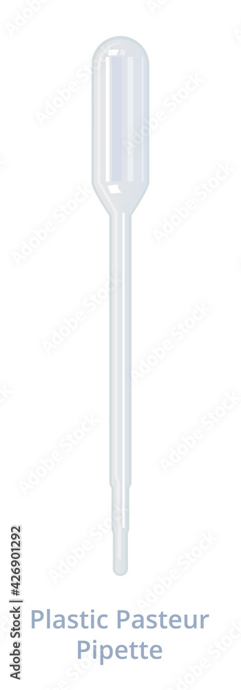 Vector realistic illustration of disposable plastic Pasteur pipette ...