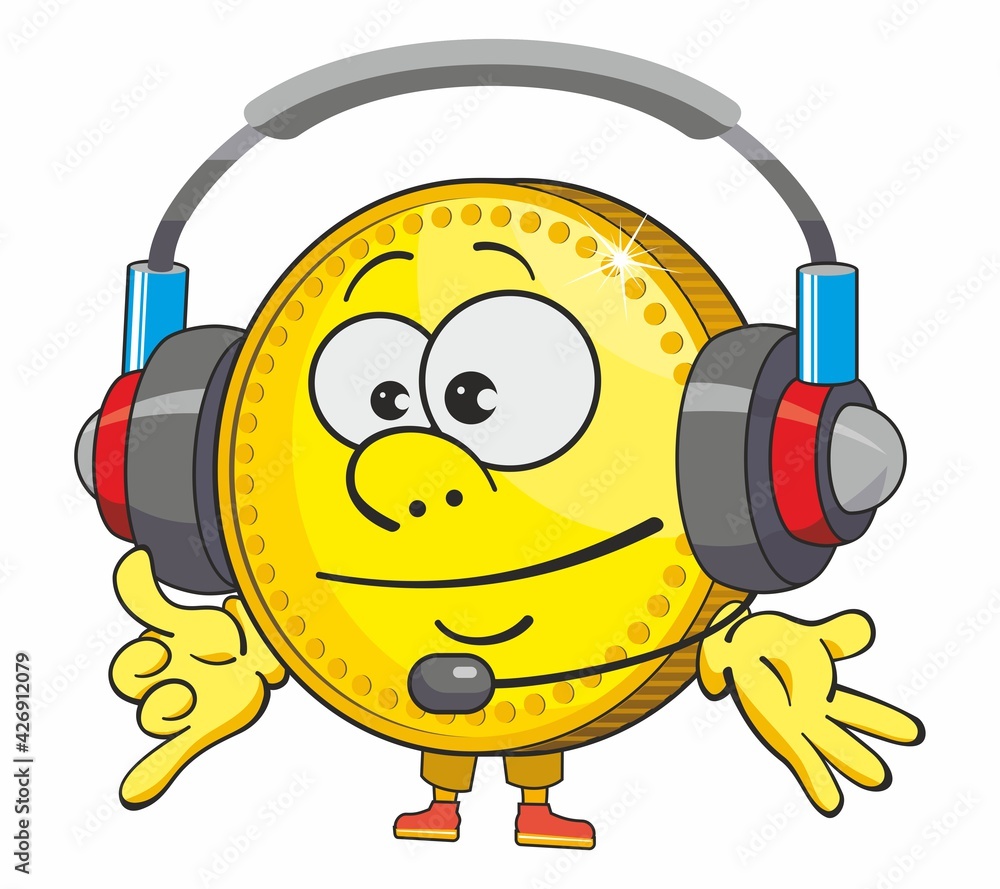 Gold coin, cute cartoon emoticon mascot. Golden Coin Cartoon Character ...