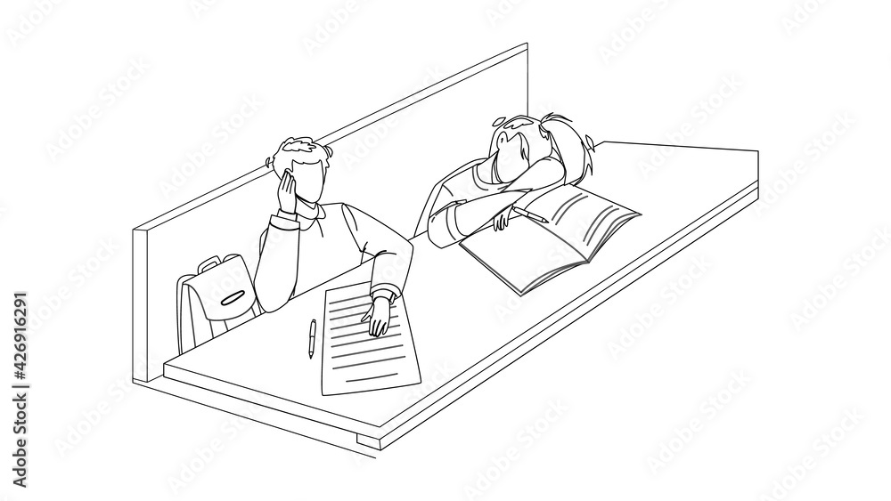 Sleepy Student Drawing