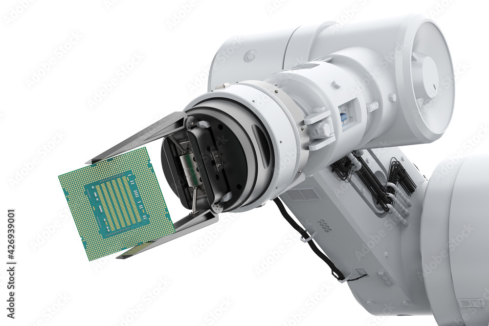 robotic arm with chipset Stock Illustration | Adobe Stock
