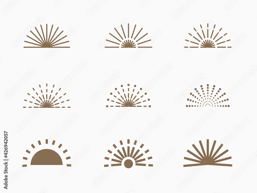 isolated simple retro monochrome sunray, sunshine, beam lines, sunburst ...