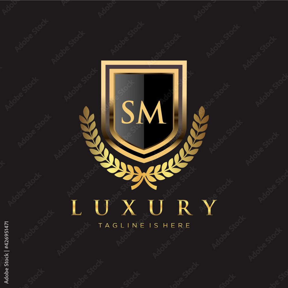 SM Letter Initial with Royal Luxury Logo Template Stock Vector | Adobe ...