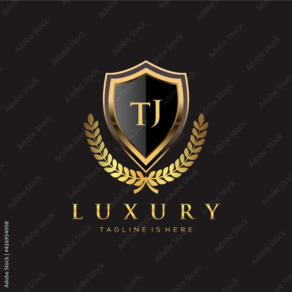 TJ Letter Initial with Royal Luxury Logo Template Stock Vector | Adobe ...