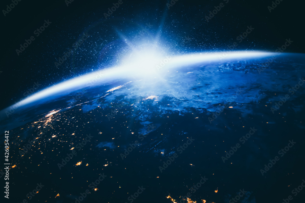 Planet earth globe view from space showing realistic earth surface and ...