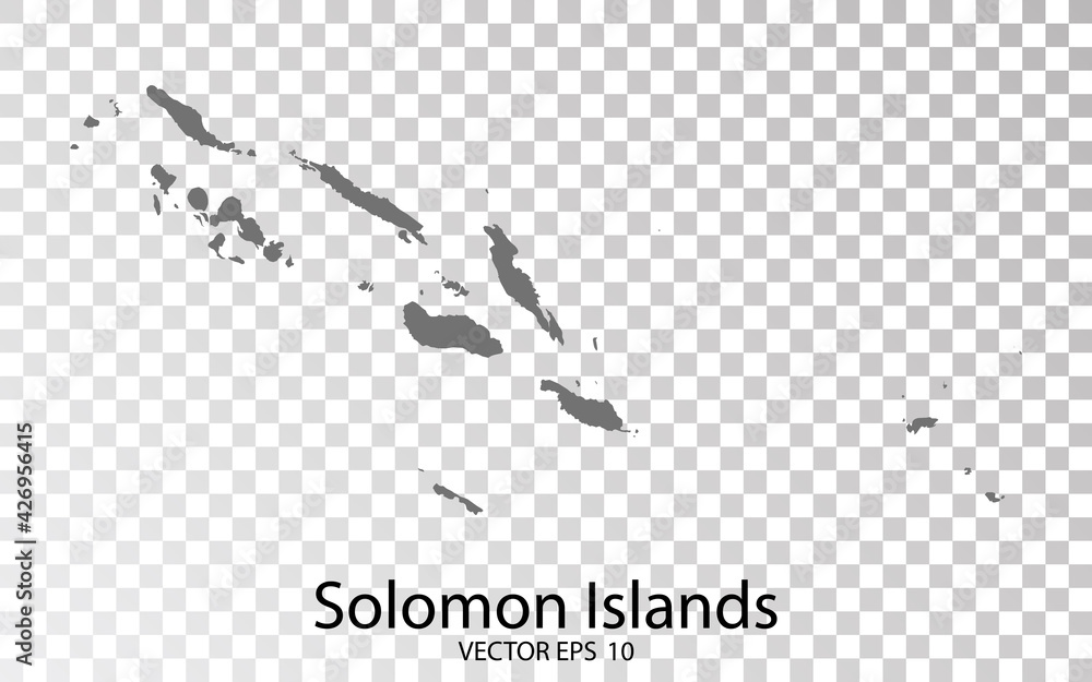 Vecteur Stock Transparent - High Detailed Grey Map of Solomon Islands ...