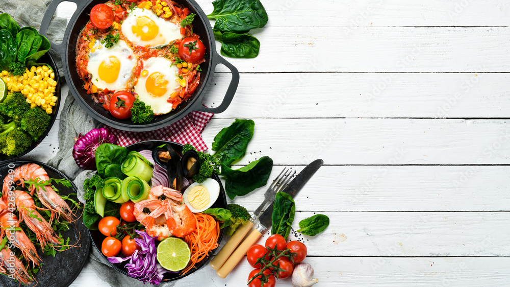 Food. Set of dishes on the table. Traditional cuisines of the world ...
