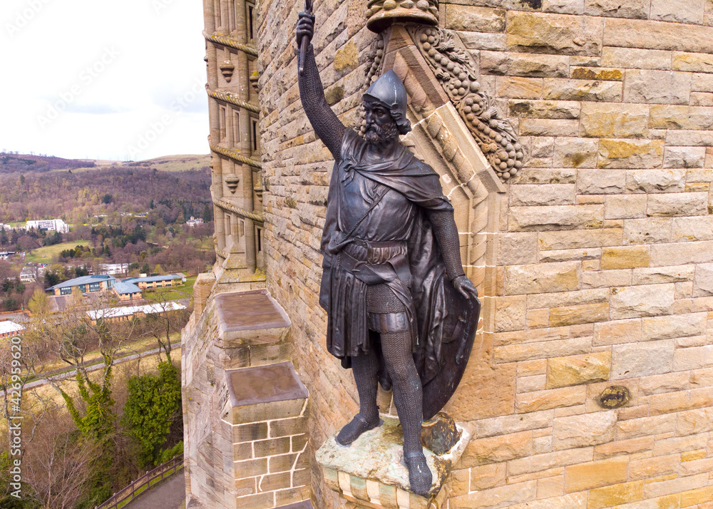 William Wallace statue stands proudly.The National Wallace Monument is ...
