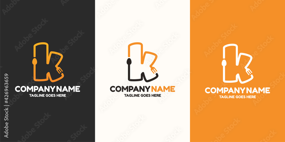 Initial letter K food Logo Design Template. Illustration vector graphic ...