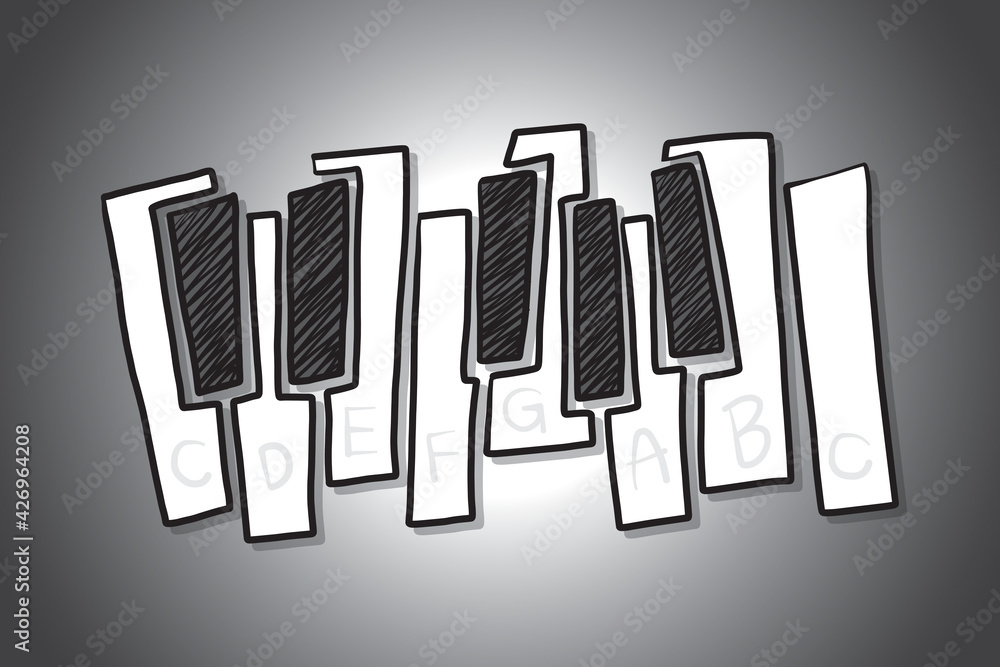 Vector Drawing Piano keys, keyboard illustration for music logo Stock ...