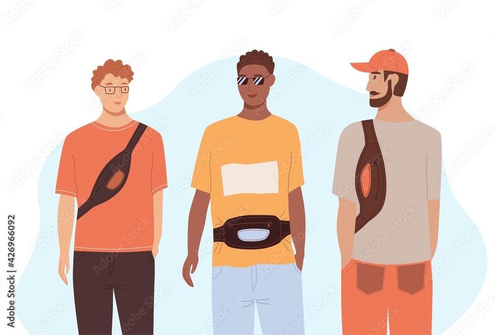 A set of characters. Man with fanny pack. Images of people are isolated ...