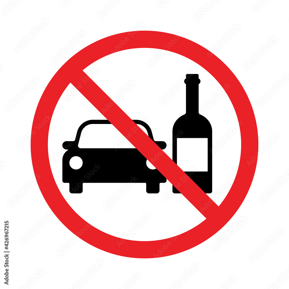 Vector don't drink and drive pictogram sign, Prohibition symbol, Simple ...