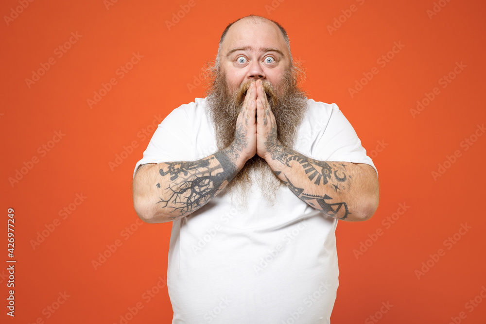 Fat amazed shocked scared pudge obese chubby overweight tattooed blue ...