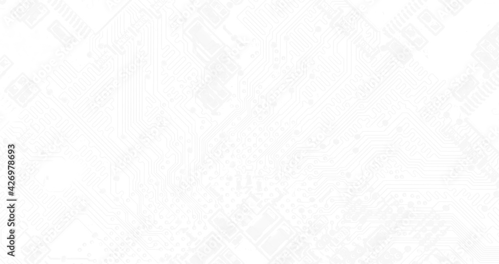 Subtle white texture background of printed circuit board. Cool computer ...