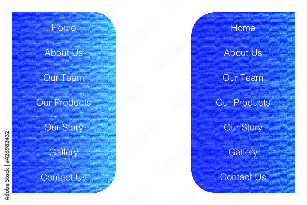 Home, about us, products, Gallery, our story and contact us buttons ...