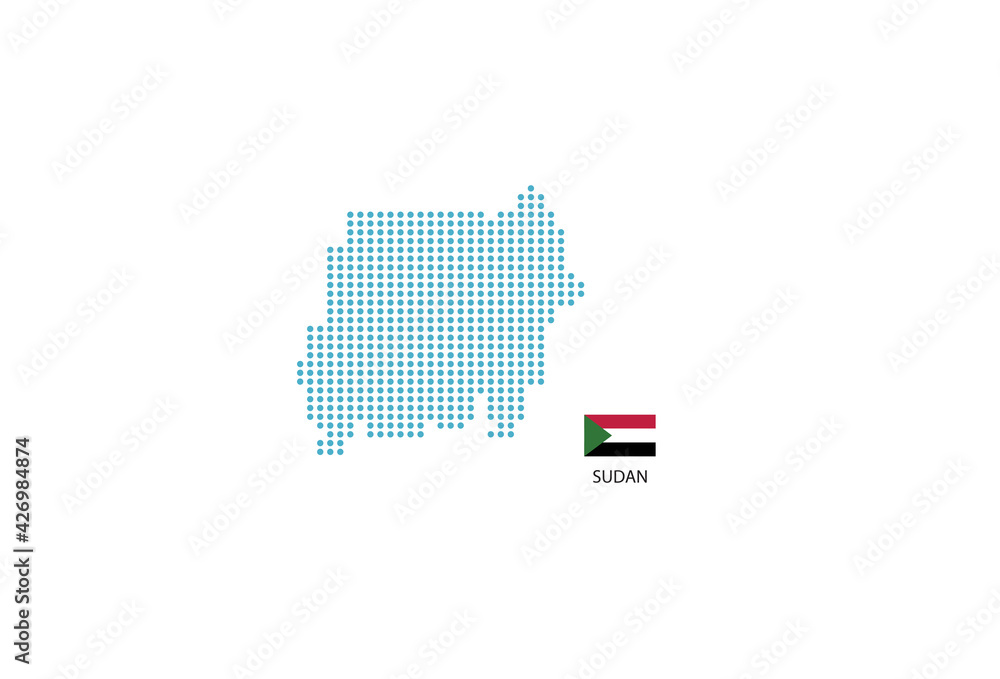 Sudan map design blue circle, white background with Sudan flag. Stock ...