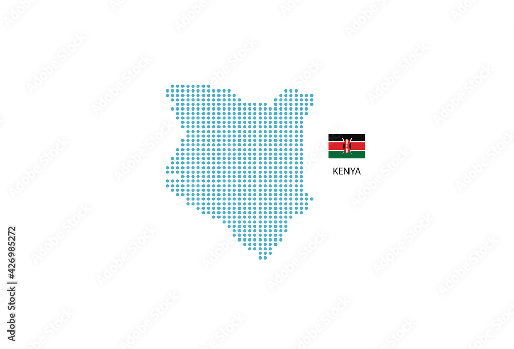 Kenya map design blue circle, white background with Kenya flag. Stock ...