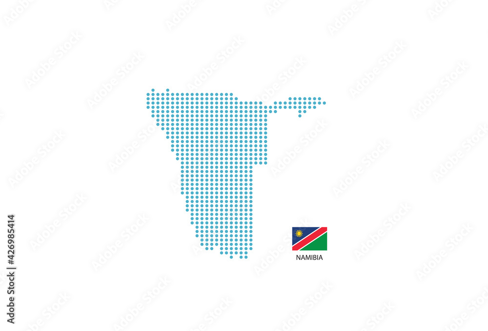 Namibia map design blue circle, white background with Namibia flag ...
