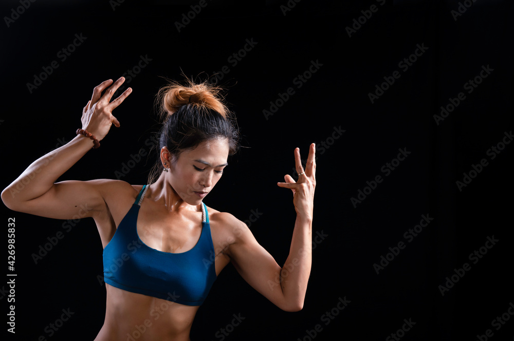 Fitness sport athletic young women doing exercises in the gym ...