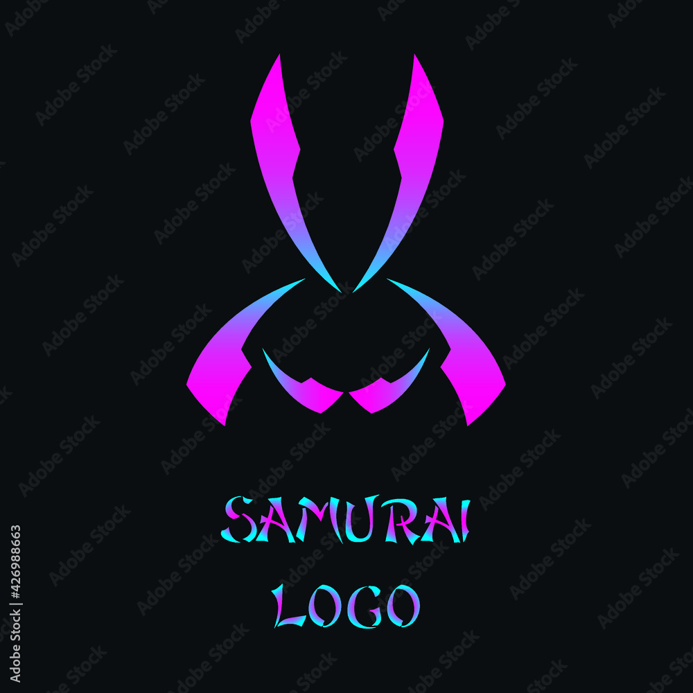 Abstract modern samurai logo with purple gradient and black background ...