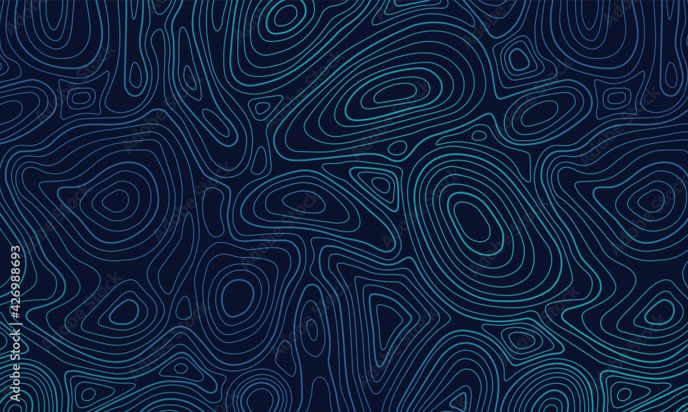 Topographic contour map. Topography wavy pattern of landscape relief ...