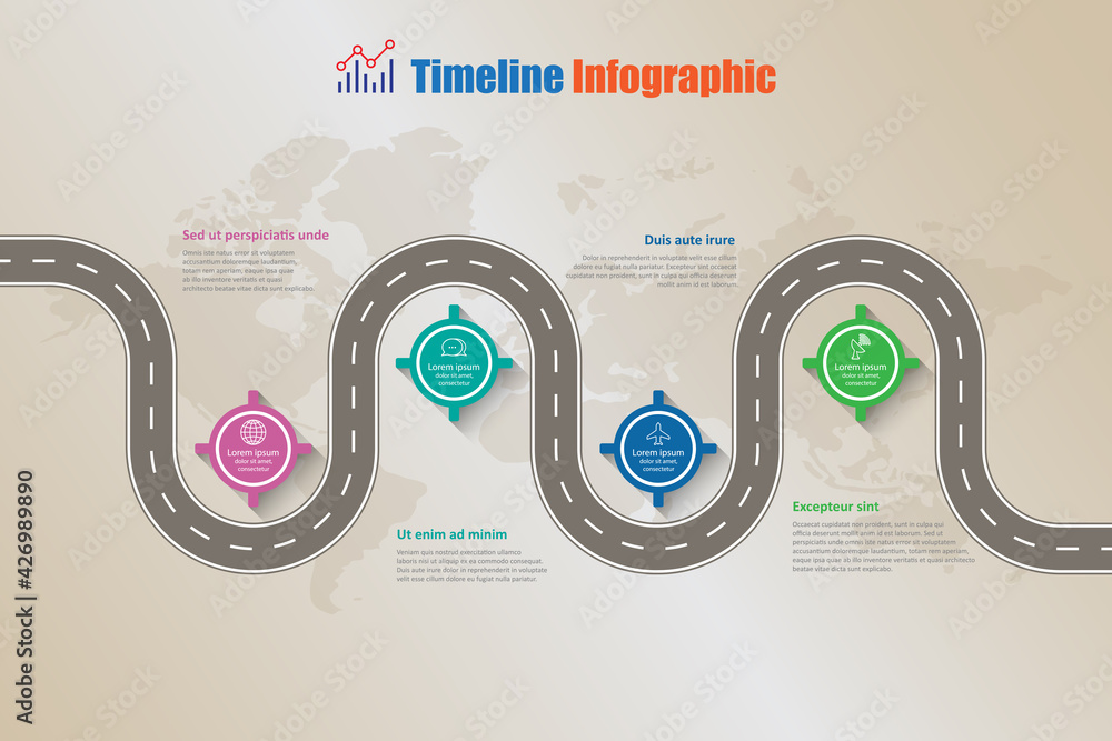 Business road map timeline infographic template with Business roadmap ...