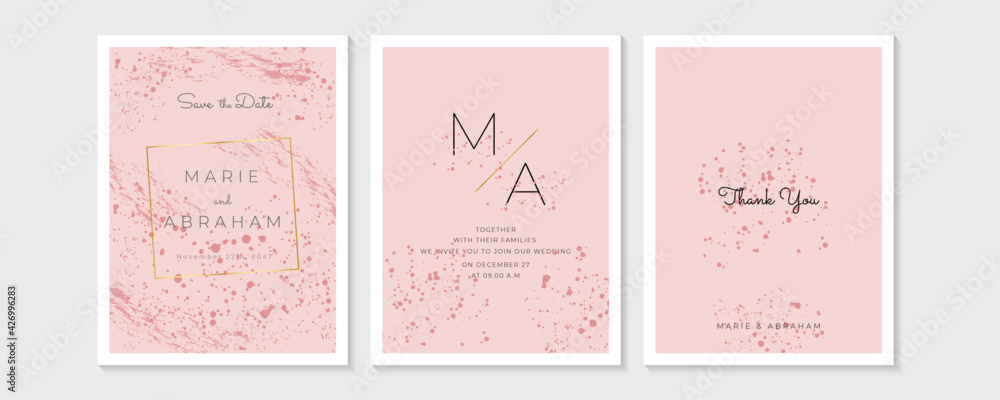 Design wedding invitation template set. Abstract texture elements and ...