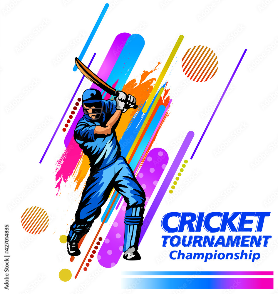 vector Illustration of cricket player ,Creative poster or banner design ...