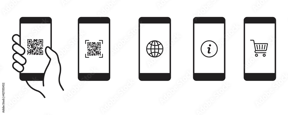 QR code scan icon with smartphone, scan me Qr code for payment, Vector ...