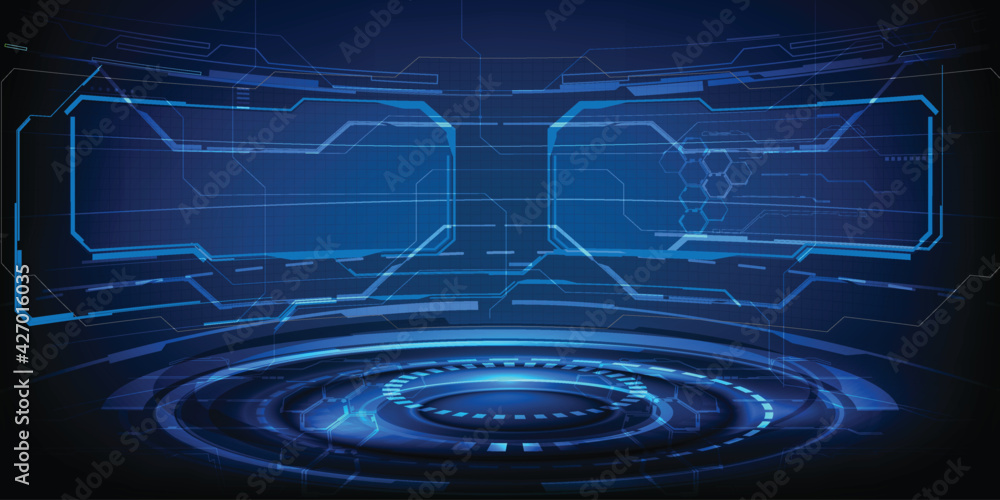 Virtual tech digital hi tech round curve screen with digital element ...